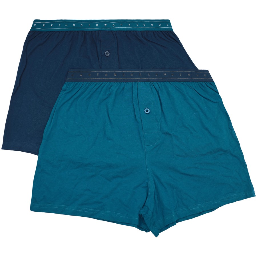 Buy Underworks Men's Knit Boxers 2 Pack - Teal & Black - MyDeal Australia