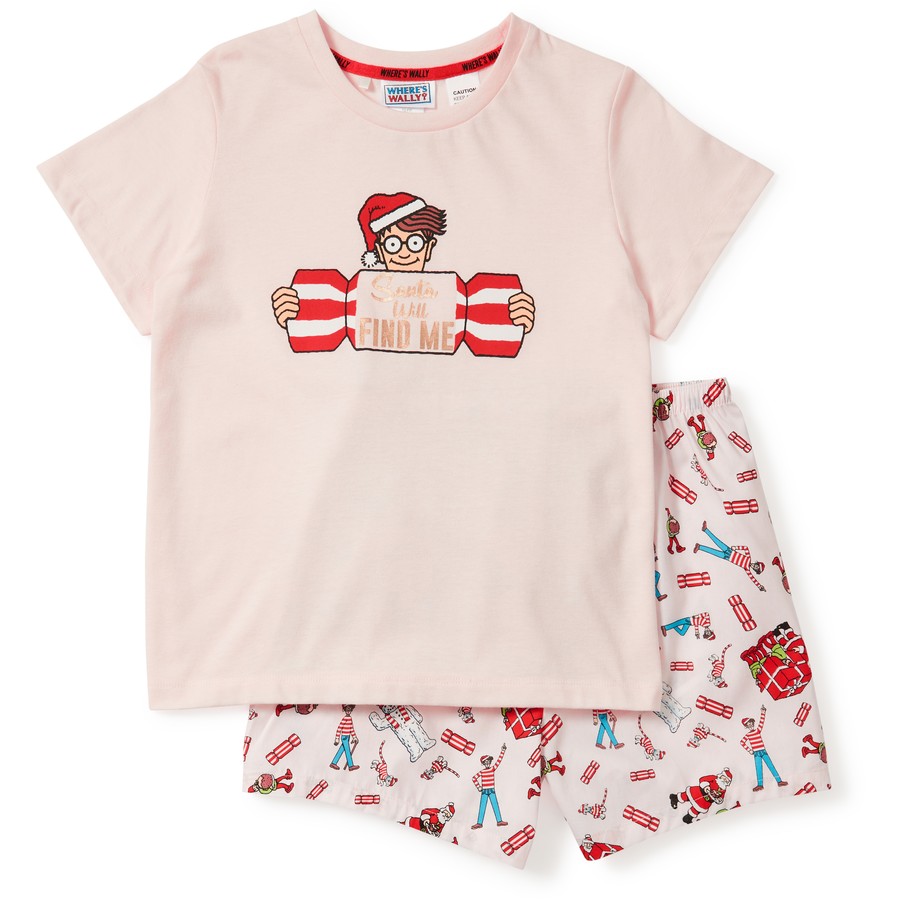 Buy Where's Wally Kids Christmas Pyjama Set - Pink - MyDeal Australia