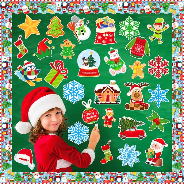 Buy 166 Pcs Merry Christmas Bulletin Board Decoration Set Christmas ...