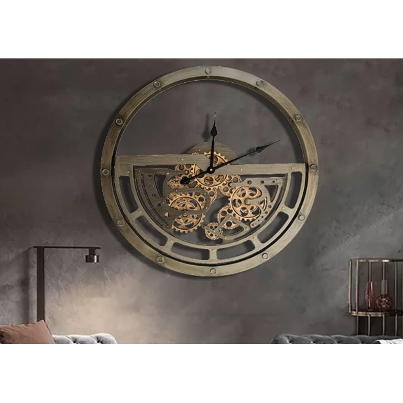 Buy Vintage Moving Cog Wall Clock 68CM - MyDeal