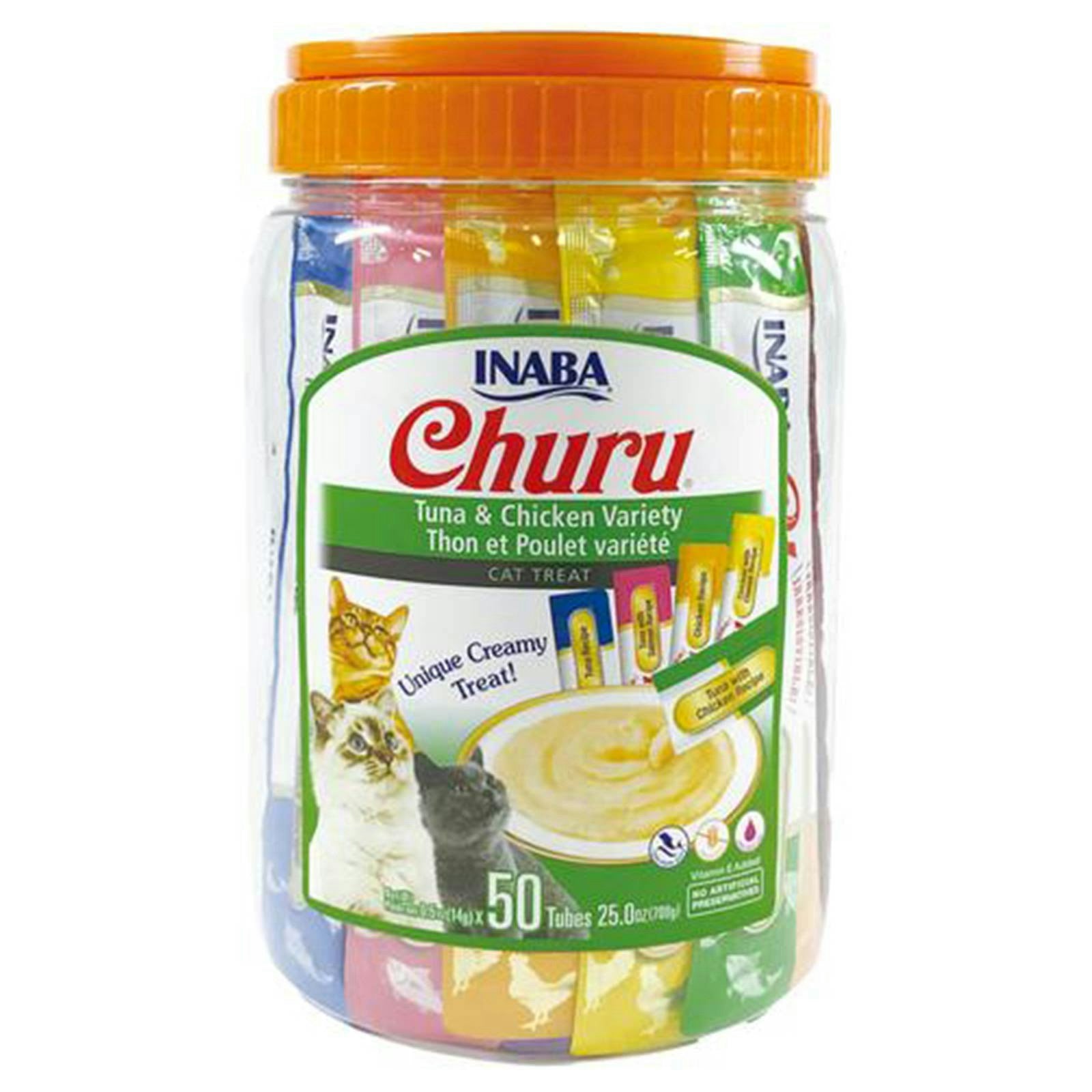 Buy Inaba Churu Creamy Puree Tuna And Chicken Varieties Tub Cat Treat Tubes 50 Pack 700gm ...