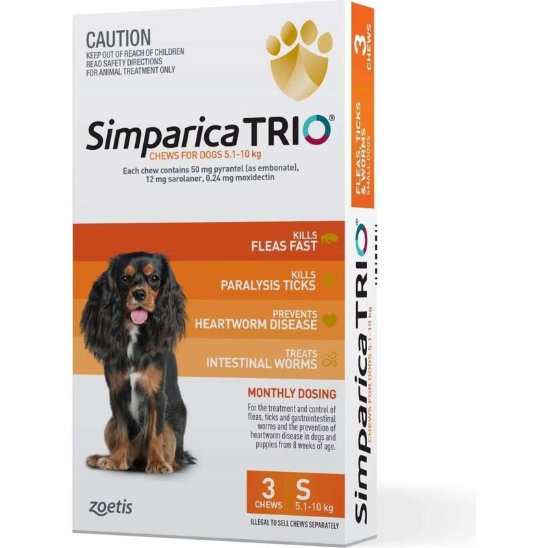 Buy Simparica Trio Flea Tick And Worming Chews For Small Dogs Orange 3 Pack - MyDeal