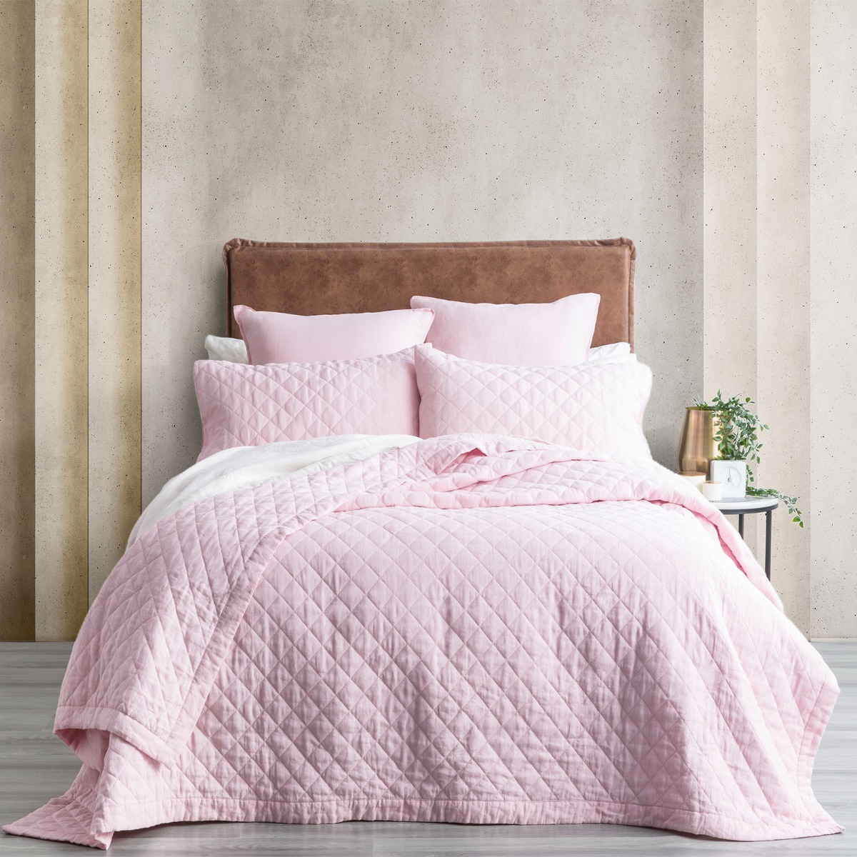Buy Renee Taylor Cavallo French Linen Quilted Coverlet Set Rose Queen ...
