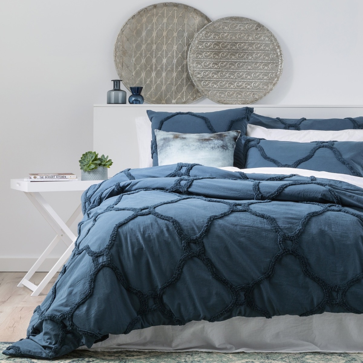 Buy Renee Taylor Moroccan Cotton Tufted Quilt Cover Set Twilight Queen ...