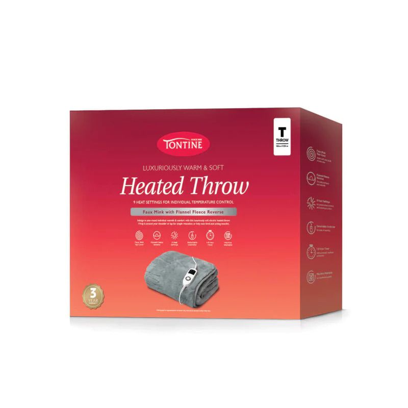 Buy Tontine Luxe Heated Faux Mink Warm & Soft Throw- Pewter Blue ...