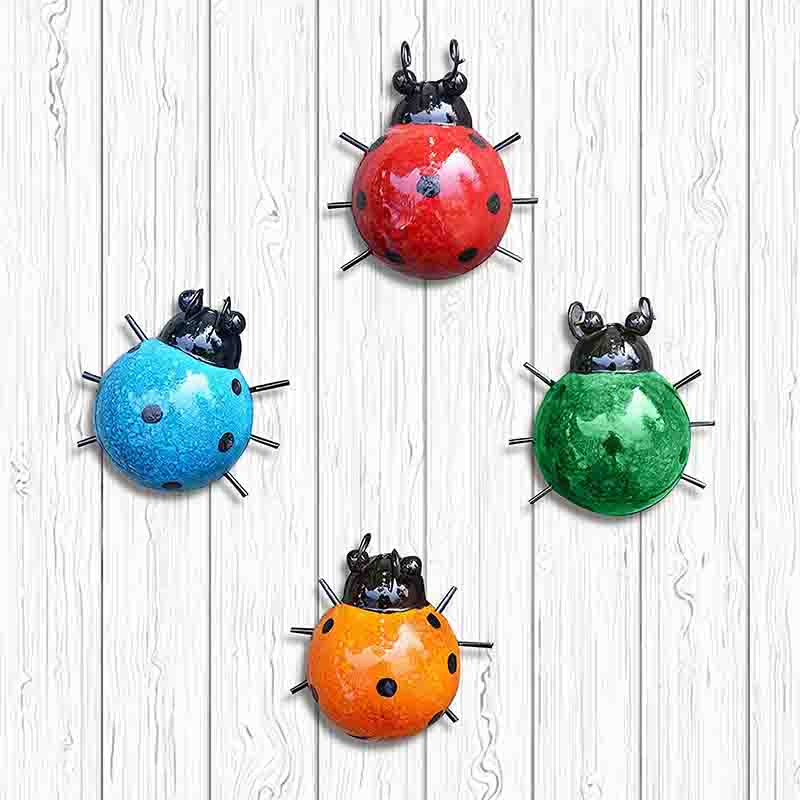 Buy Garden Metal Ladybug Outdoor Wall Statue Four-Piece Suit Durable ...