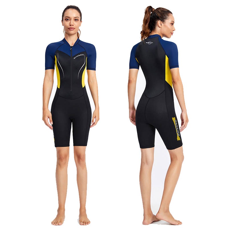 Buy Nevenka 1.5mm One Piece Wetsuit Short Sleeves Shorts Front Zip ...