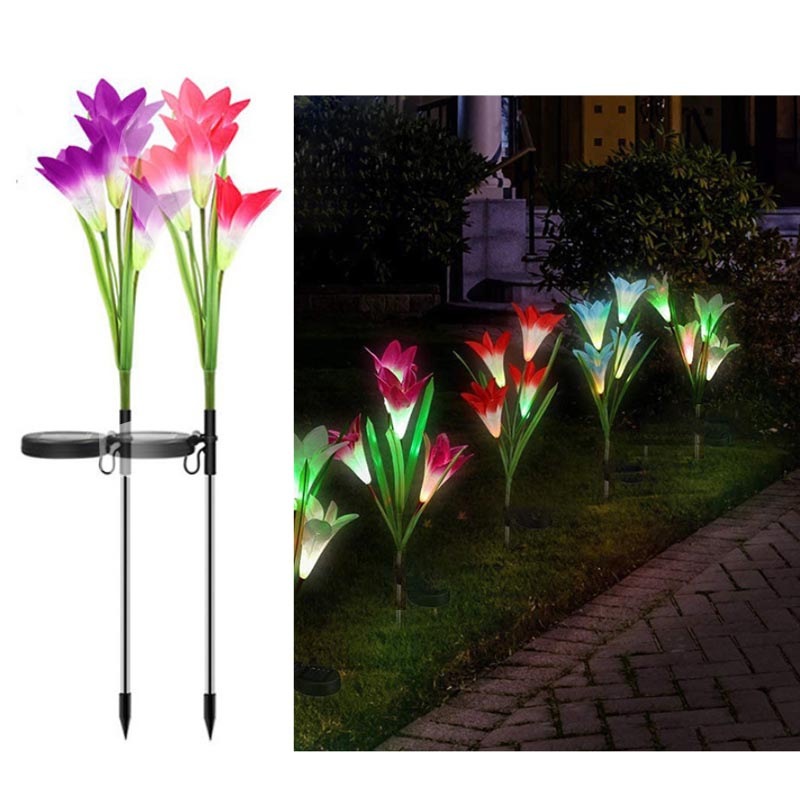 Buy Nevenka 2 Pack Garden Lily Flower Light Outdoor Color Changing LED ...