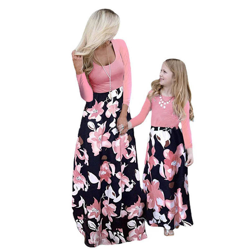 Buy Nevenka Mother Daughter Boho Floral Matching Maxi Dress-Pink ...