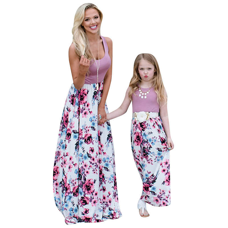 Buy Nevenka Parent Child Tank Floral Print Dress Family Matching ...