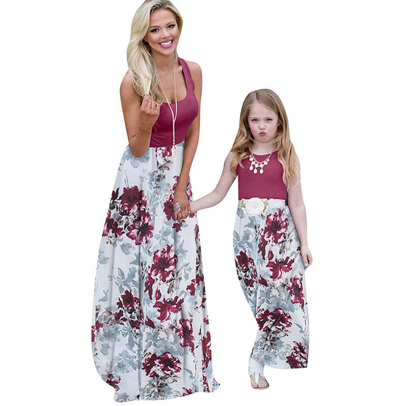 Buy Nevenka Parent Child Tank Floral Print Dress Family Matching ...