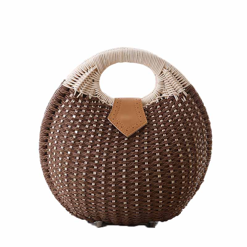 Buy Nevenka Women Shell Shape Straw Bag Woven Beach Handbags-Brown ...