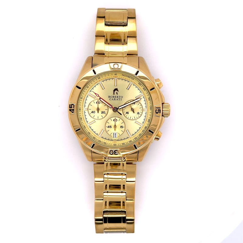 Buy Roberto Carati Apollo Yellow Gold Toned Men's Watch AS6011-V6 Alloy ...