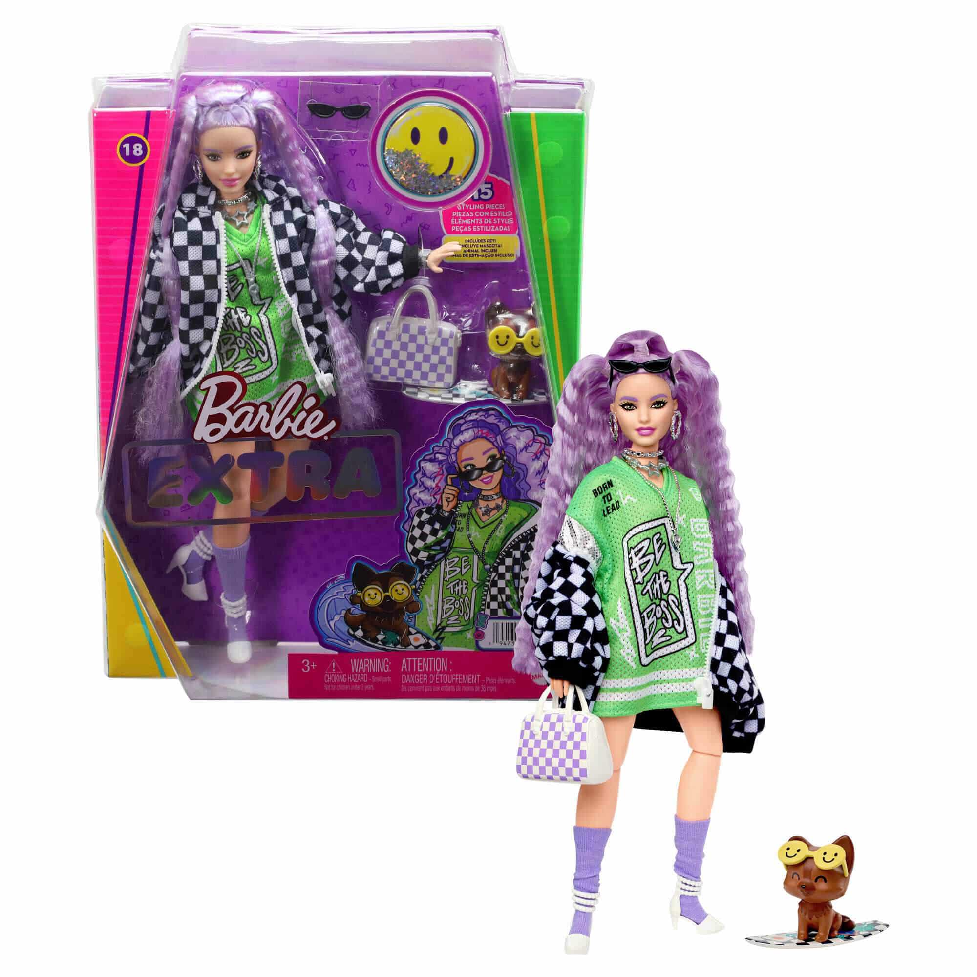 Buy Barbie - Extra Doll in Green Jersey and Checkered Jacket - MyDeal ...