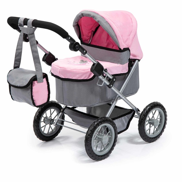 Buy Bayer Trendy Pram - Grey with Pink Trim and Fairy - MyDeal Australia