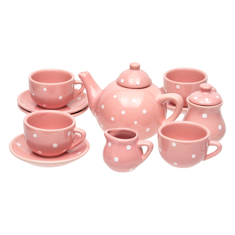 Buy Children's 13 Piece Porcelain Picnic Tea Set - Pink - MyDeal