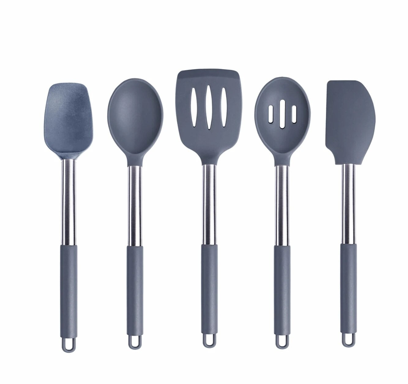 Buy Anygleam Kitchen Utensils Non-stick Grey/ Silver 5 Set Cooking Tool ...