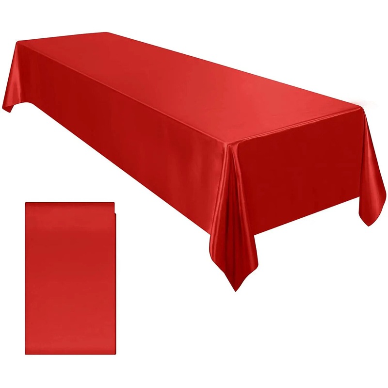 Buy Anyhouz Table Cover Red Rectangle Wedding Satin Bright Smooth Silk ...