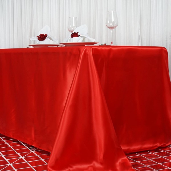 Buy Anyhouz Table Cover Red Rectangle Wedding Satin Bright Smooth Silk ...