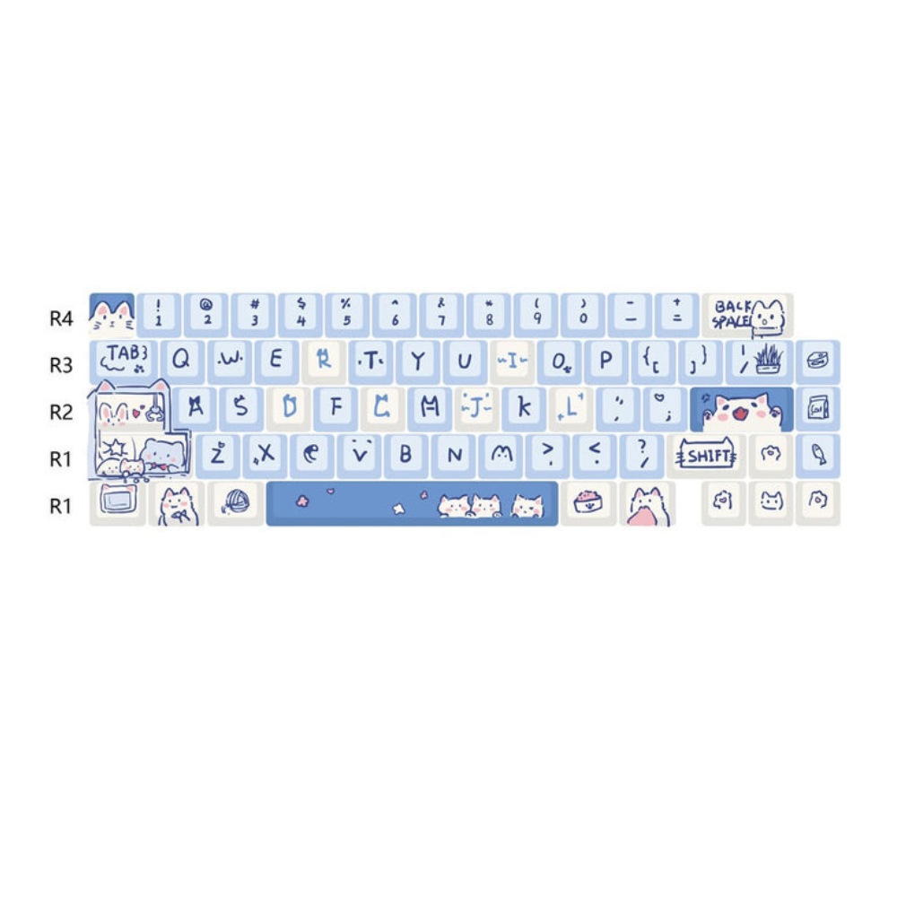Buy ANYMOB Keycap Keyboard Sky Blue 66 Keys Sublimation Fit Swtich ...
