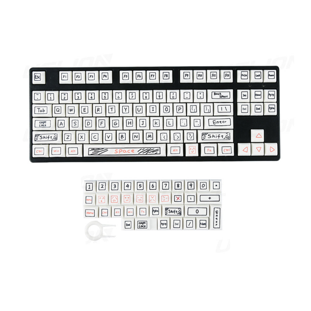 Buy ANYMOB Keycap Keyboard White Notes Theme 125 Anime Keys Cute ...