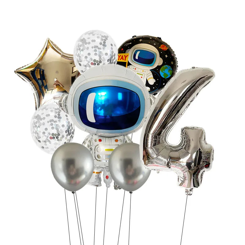 Buy Anyparty Balloons Silver 32inch Number 4 Set Outer Space Astronaut ...