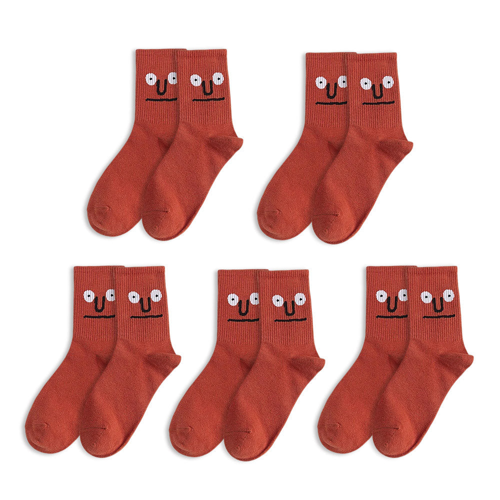 Buy Anyfootwear 5 Pairs One Size 5-9 Red Unisex Wacky Expressions Style ...