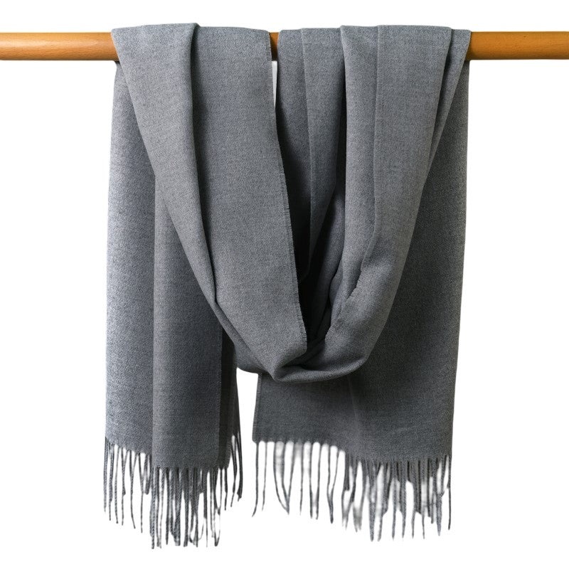 Buy Anyyou 100% Polyester Fiber Scarf Light Gray Solid Fringe Cashmere ...