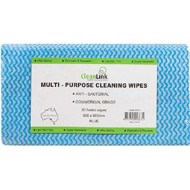 Buy 10 Packs Cleanlink Multi-Purpose Cleaning Wipes 600x600mm Blue Pack ...