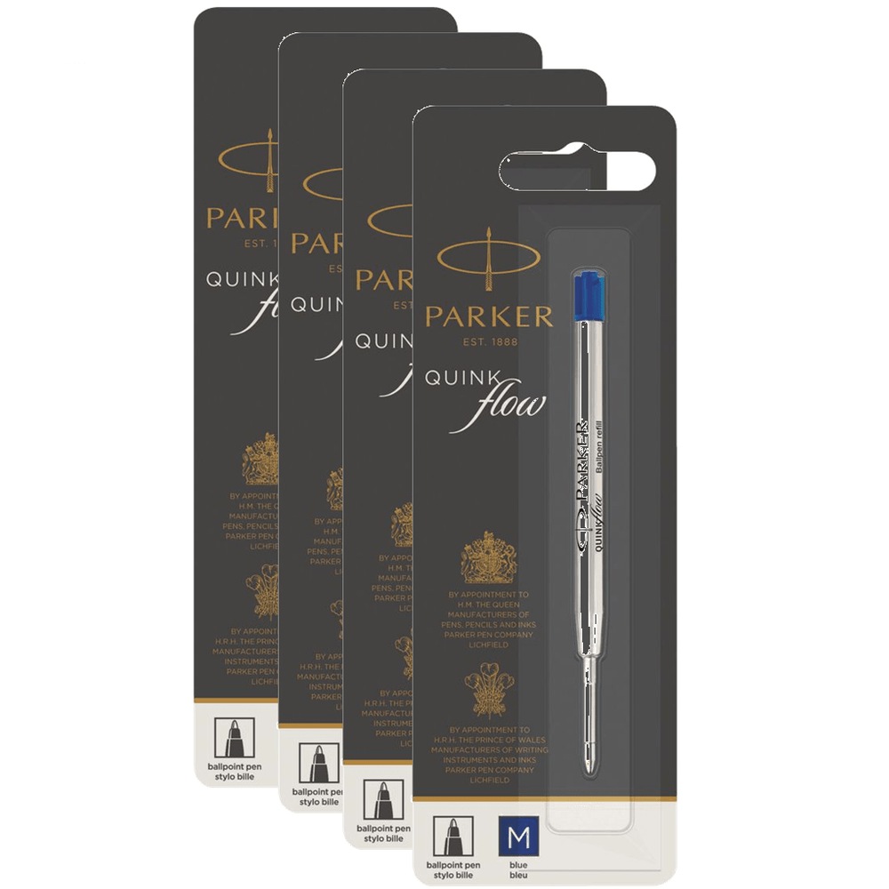 Buy 4x Parker Quinkflow Pen Refill Ballpoint Medium Nib Blue - MyDeal ...