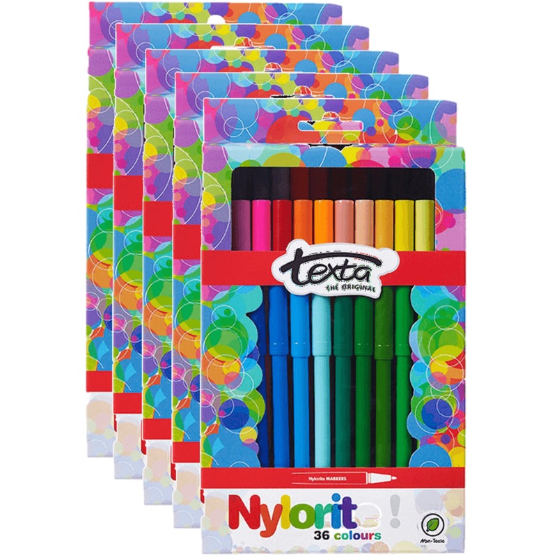 Buy 5 Packs Texta Nylorite Colouring Markers Box 24 - MyDeal