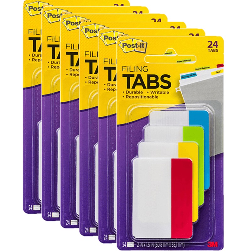 Buy 6 Packs Post-It Filing Tabs 50.8x38.1mm Assorted Colours 24 Sets ...