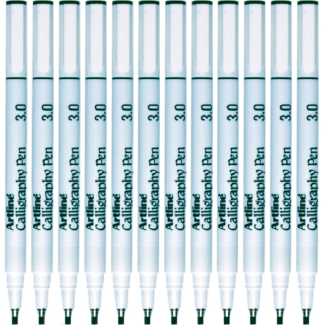 Buy Artline 243 Calligraphy Pen 3.0 Black Pigment Ink Wedge Tip Box 12 ...