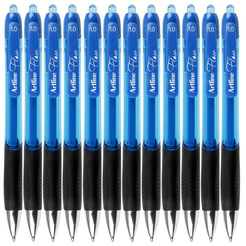 Buy Artline Flow Retractable Ballpoint Pen Blue Box 12 - MyDeal