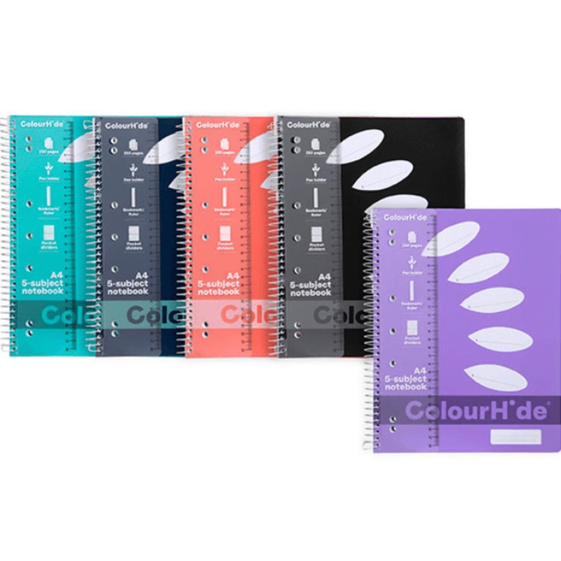 Buy Colourhide 5-Subject Section Notebook 250 Page A4 Assorted Colours ...