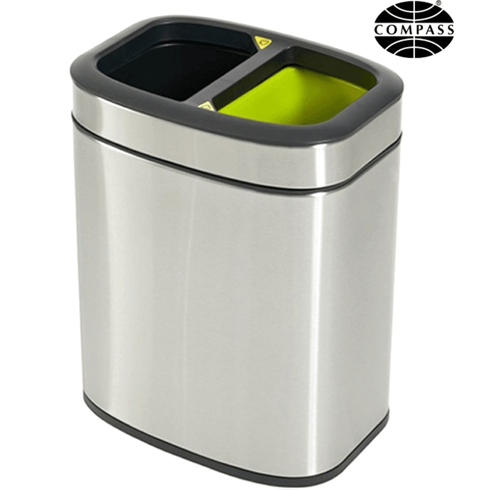 Buy Compass Stainless Steel Waste & Recycle Bin 20 Litre - MyDeal Australia