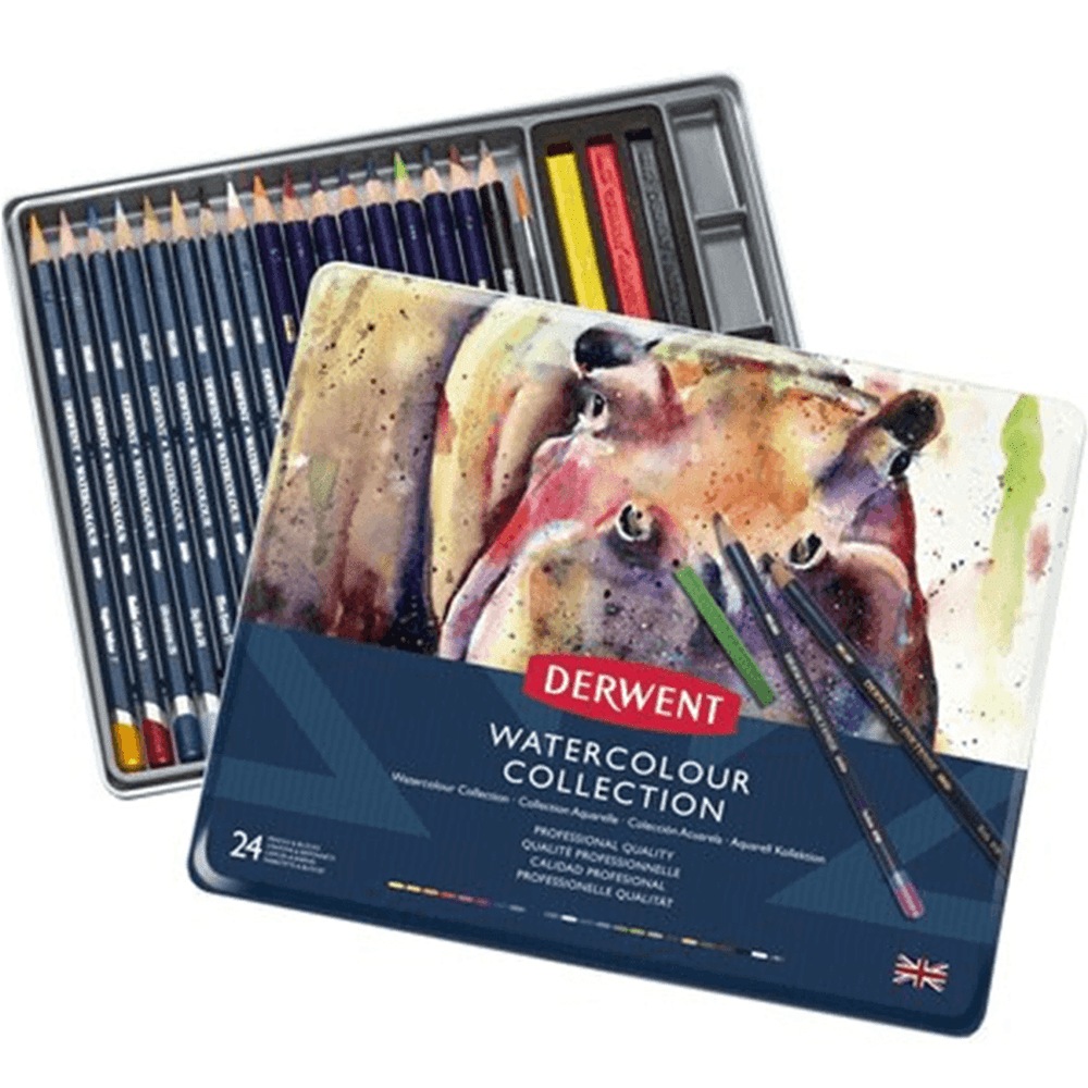 Buy Derwent Watercolour Inktense Pencils Blocks Collection Tin 24 ...