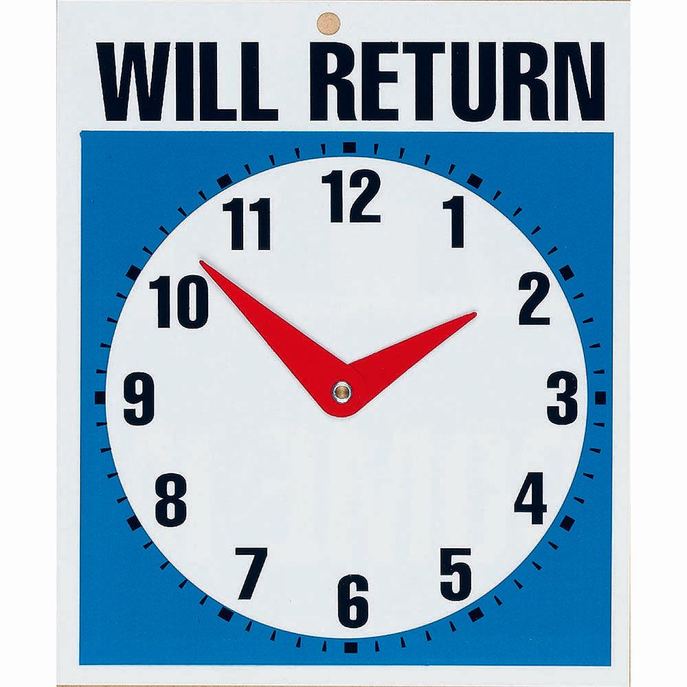 Buy Headline Sign Will Return Clock 190 X 230Mm - MyDeal Australia