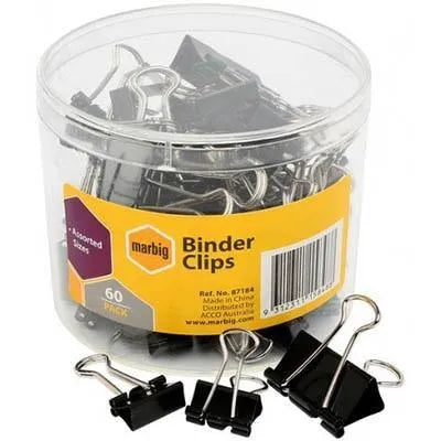 Buy Marbig Foldback Binder Clips Assorted Sizes Tub 60 - MyDeal Australia