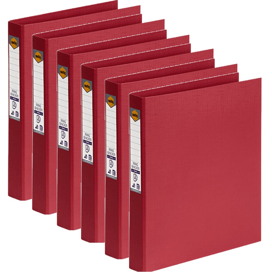 Buy Marbig Ring Binder File Folder PE 25mm 2D A4 Deep Red Box 6 ...