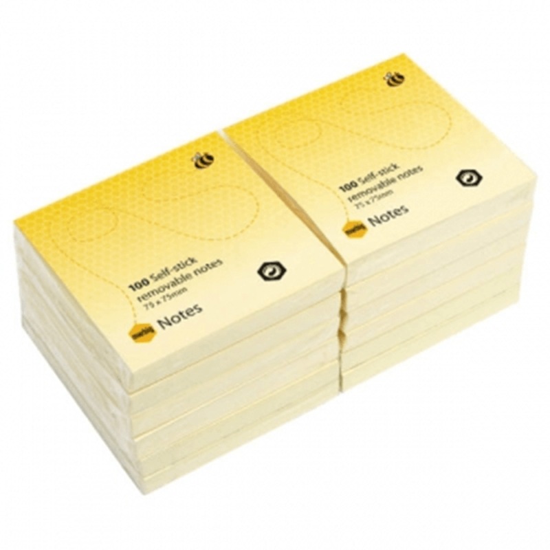 Buy Marbig Stick Sticky Notes 100 Sheet 75x75mm Yellow Pack 12 - MyDeal
