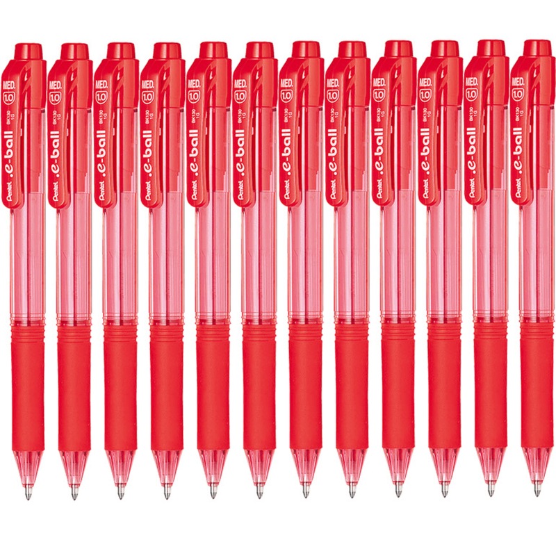 Buy Pentel e-Ball BK130 Retractable Ballpoint Pen 1.0mm Red Box 12 - MyDeal