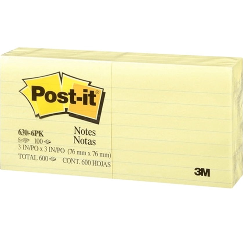Buy Post-It 630-6PK Lined Ruled Sticky Notes 73x73mm Yellow Pack 6 ...