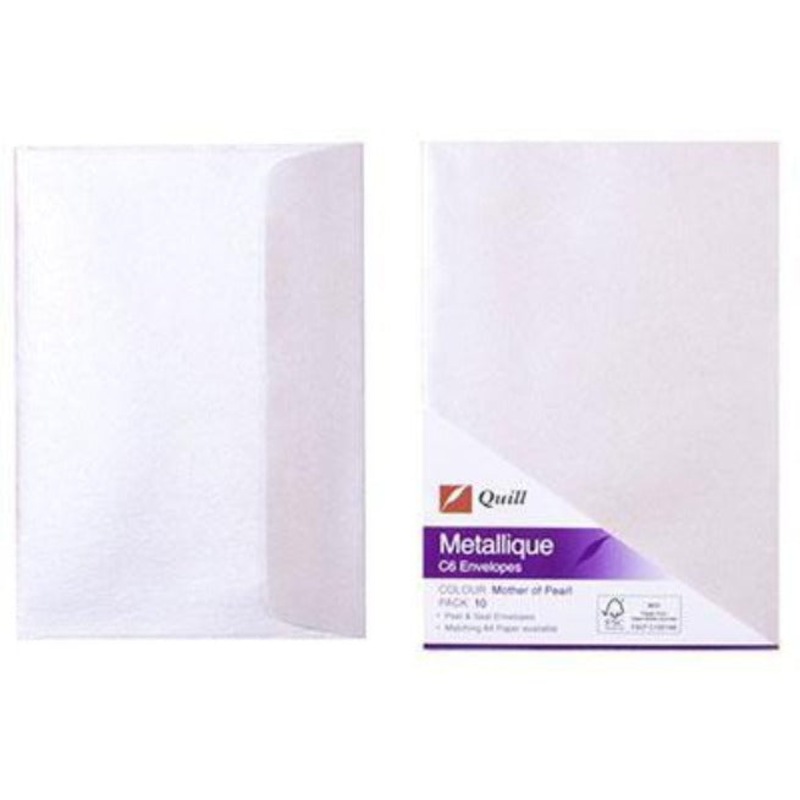 Buy Quill C6 Metallique Envelopes Mother Of Pearl Pack 10 - MyDeal