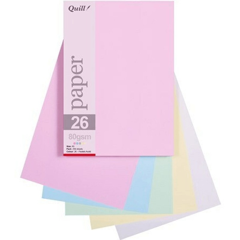 Buy Quill Coloured A5 Copy Paper 80GSM Pastel Assorted Pack 250 Sheets ...