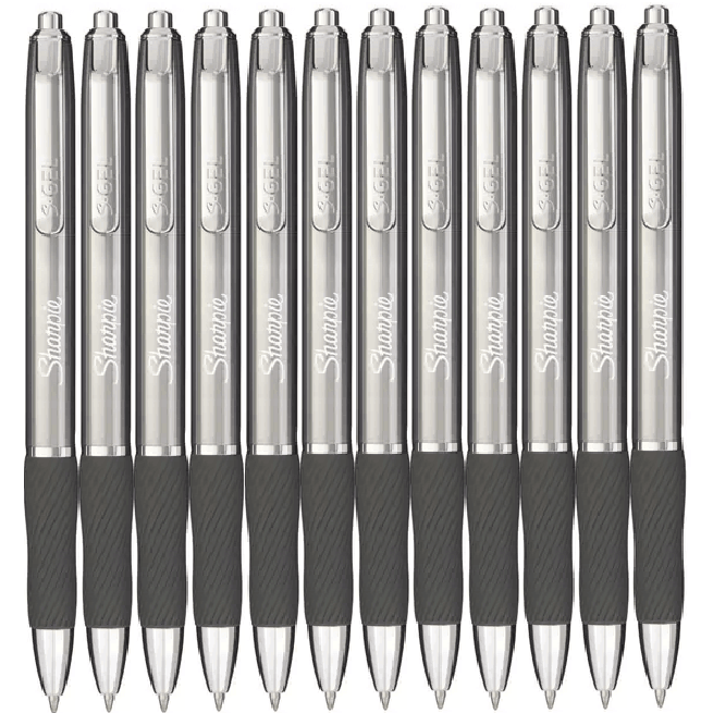 Buy Sharpie S-Gel GunMetal Grey Retractable 0.7mm Pen Black Box 12 ...