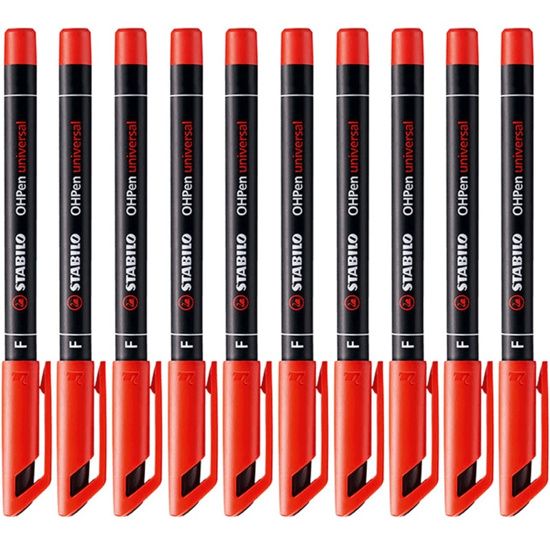 Buy Stabilo Universal Overhead Projector Pen Permanent Fine Red Box 10 ...