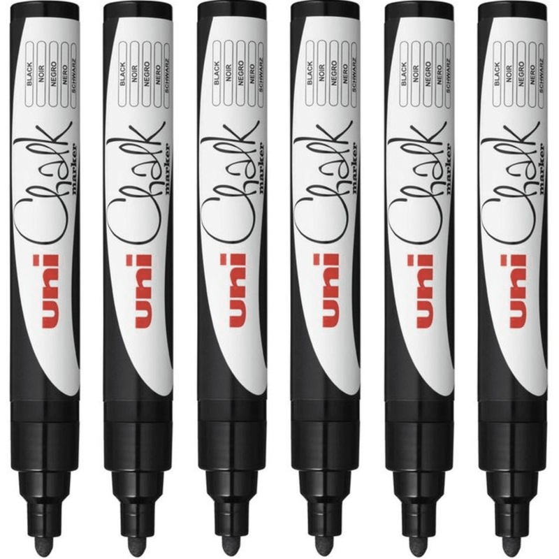 Buy Uni-Ball Chalk Marker Bullet Tip 2.5mm Black 6 Pack - MyDeal