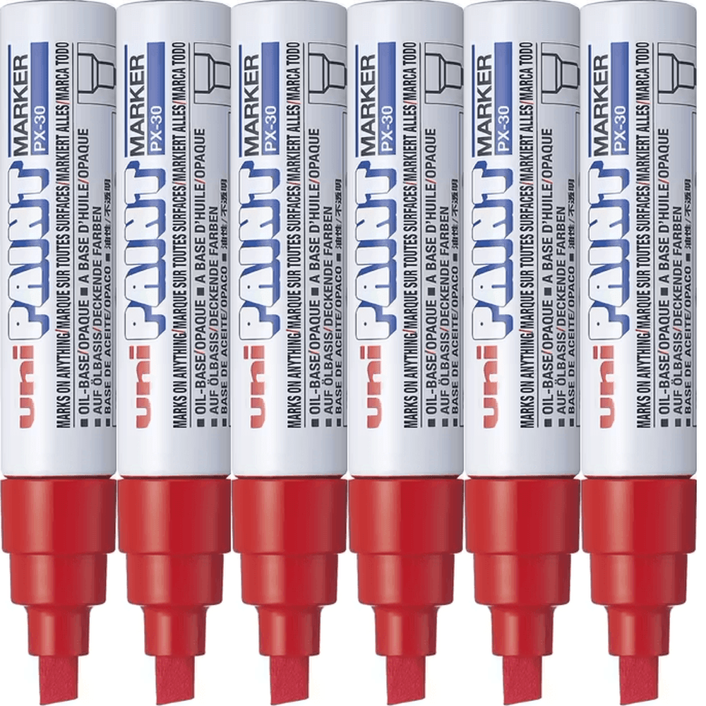 Buy Uni-Ball PX-30 Paint Marker Chisel Tip 8mm Red Bold Box 6 - MyDeal ...