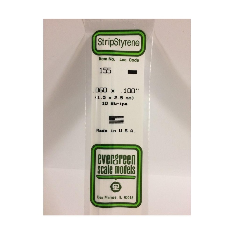Buy Evergreen Styrene Strips .060 X .100 In-10 - MyDeal